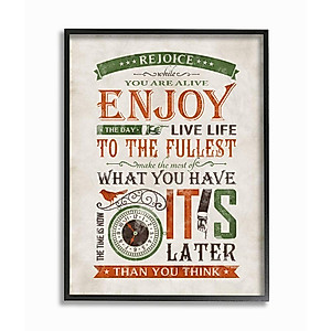 Stupell Industries Now is The Time Inspirational Word, Design by Artist Ester Kay Wall Art, 24 x 1.5 x 30, Black Framed