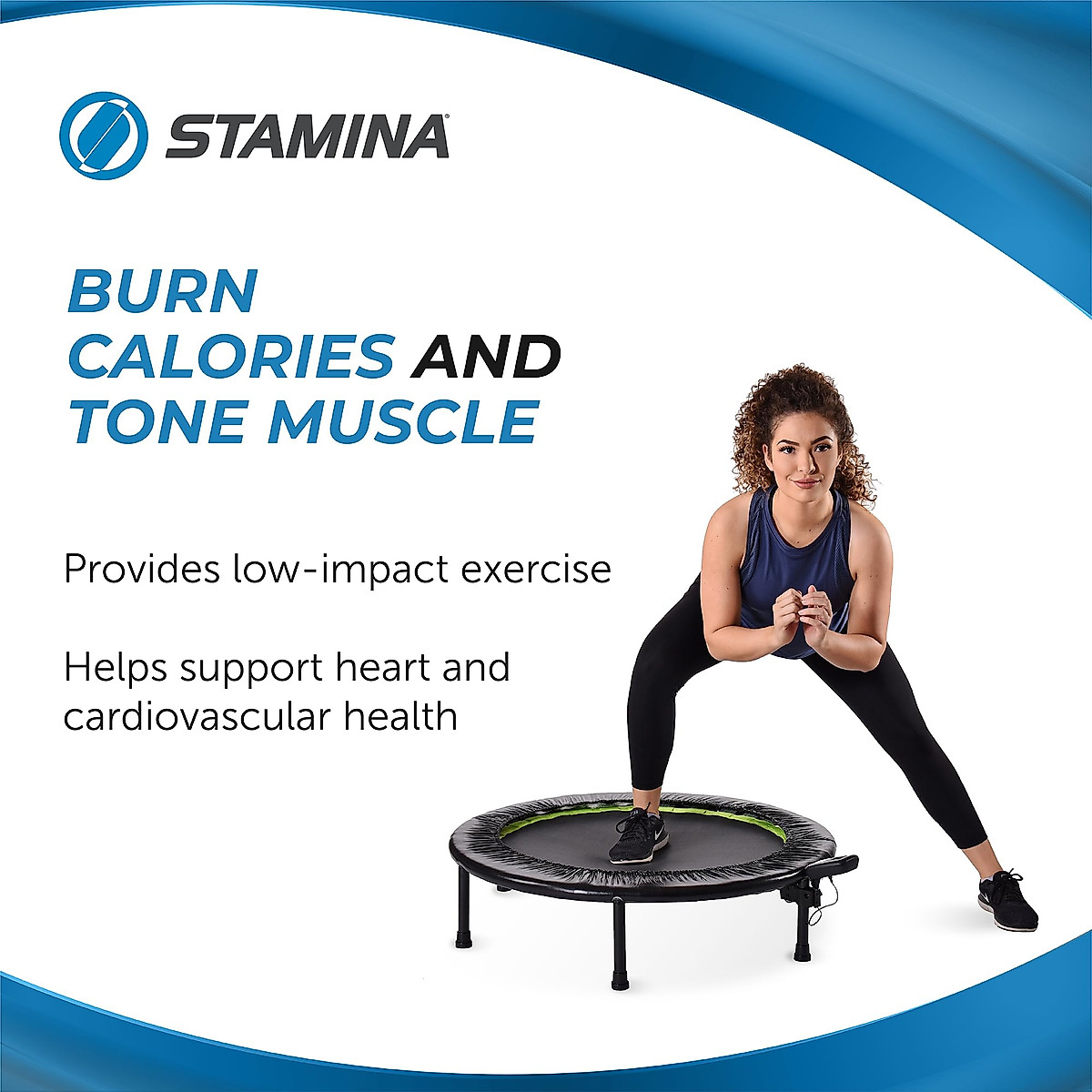 Stamina Fitness Trampoline - Exercise Trampoline with Smart Workout App - Indoor Trampoline Fitness Rebounder