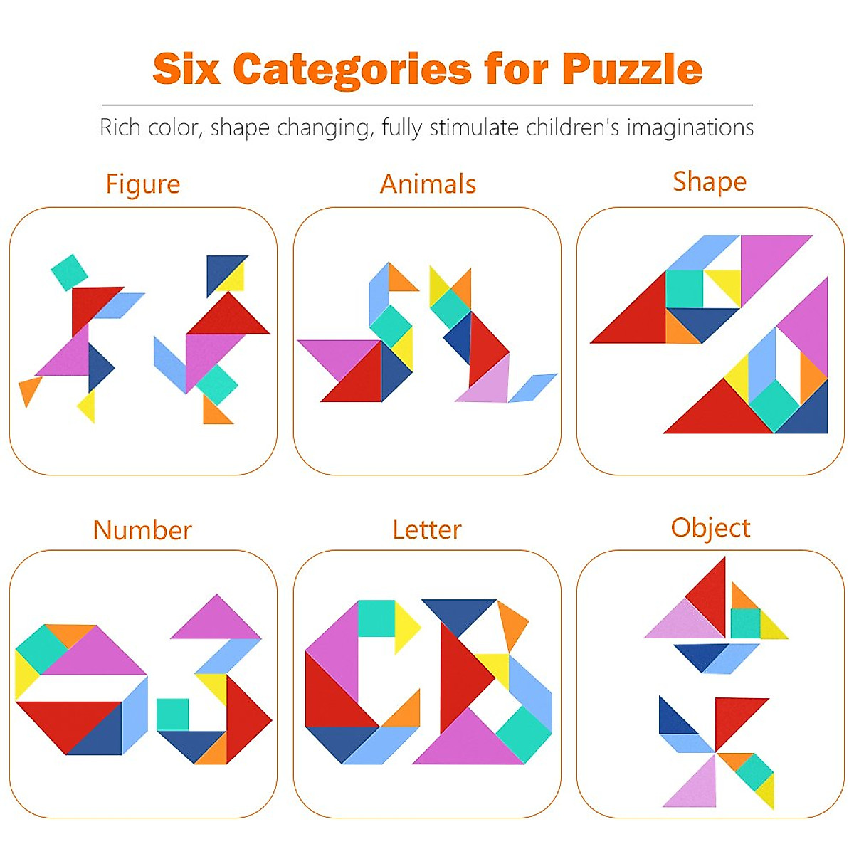 Wallxin Travel Tangram Puzzle - Magnetic Pattern Block Book Road Trip Game Jigsaw Shapes for Kids Adult Challenge IQ Educational Toy Gift Brain Teasers-2 Set of Tangrams