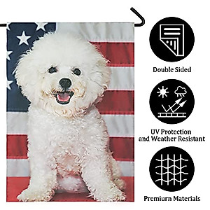 Bichon Dog Garden Flag Dog Holiday Flags Garden Flag 12 x 18 Inches for Yard, Garden and Home