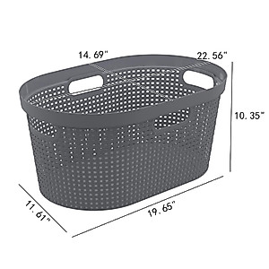 Aninhao 4-Pack 40 L Plastic Laundry Storage Basket, Large Clothes Hamper Basket with Cutout Handles