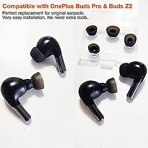Eartips Replacement for OnePlus Buds Pro & OnePlus Buds Z2 Wireless Earbuds Ear Tip Earpad (Black)