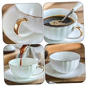 DOITOOL 1 Set Coffee Cup Set Tea Cup with Spoon and Saucer Coffee Cup with Dish Coffee Cups and Saucer Espresso Glasses Espresso Cups and Saucer British White Ceramics Lovers Drinking Cup