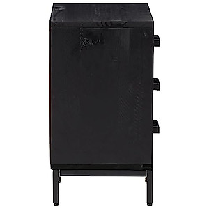 vidaXL Set of 2 Bedside Cabinets in Black - Solid Wood Pine, Metal Hardware, Retro Style, 15.7"x11.8"x21.7" - Ideal Bedroom Furniture