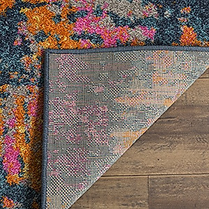 SAFAVIEH Madison Collection Accent Rug - 3' x 5', Blue & Orange, Modern Boho Abstract Design, Non-Shedding & Easy Care, Ideal for High Traffic Areas in Entryway, Living Room, Bedroom (MAD143A)