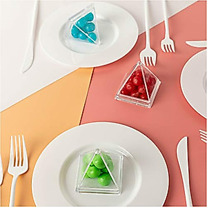 Hammont Pyramid Shaped Acrylic Candy Boxes - 8 Pack - 2.44"x2.44"x2.63"- Perfect for Weddings, Birthdays, Party Favors and Gifts | Designer Cute Clear Lucite Plastic Treat Containers