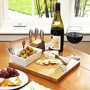 Picnic at Ascot NCAA Penn State Nittany Lions Officially Licensed Bamboo Cheese/Charcuterie Board with knife Set & cheese Markers