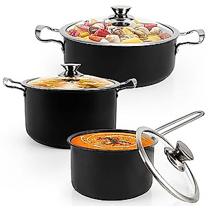 Induction Pots and Pans, Stainless Steel cookeware set 6pcs With Lid, Induction Cookware For Oven & Dishwasher Safe