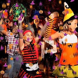 YUJUN 195PCS Halloween Confetti, Halloween Bat Witch Star Spider Black Cat Pumpkin Table Scatter Glitter Confetti for Halloween Party Favors Table Decoration(Purple Black Orange)