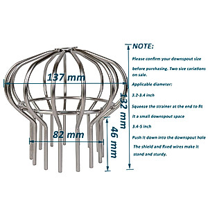 Baitaihem 304 Stainless Steel Drain Outdoor Roof Anti-Blocking Line Cap Drain Cover Gutter Protector Cleaner Gutter Cleaning Tool,4 inch