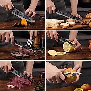 Amonior knife Set, Kitchen Knife Set 16 Pieces Knives Set for Kitchen with Block and Built-in Knife Sharpener Dishwasher Safe German Stainless Steel knife sets for kitchen