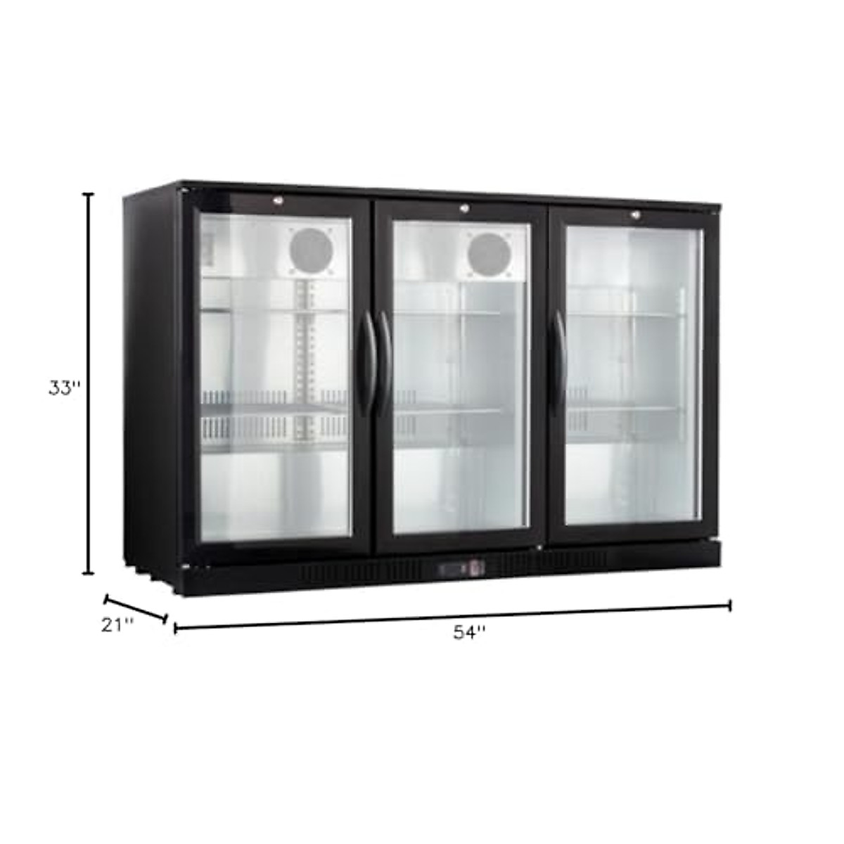 New Procool Residential 3-door Glass Front Back Bar Cooler; Undercounter 33" Height