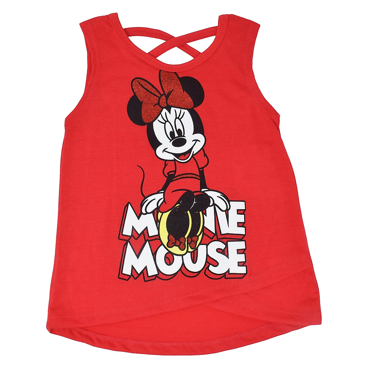 Disney Minnie Mouse Toddler Girls Tank Top and Active Retro Dolphin French Terry Shorts Red 4T