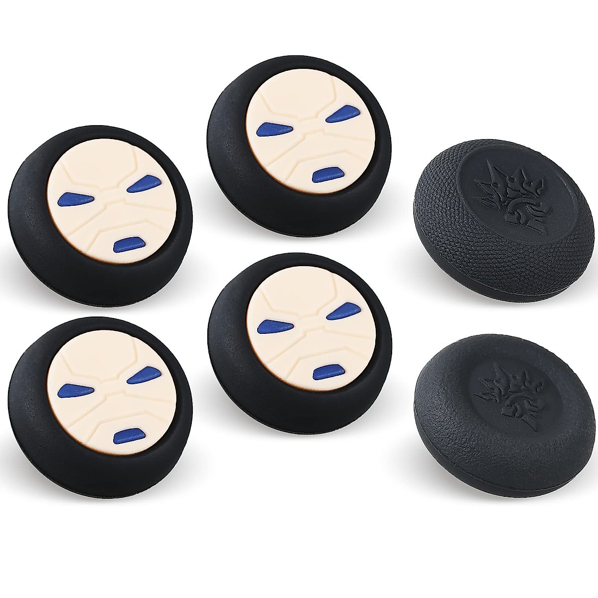 9CDeer Performance Joystick Analog Stick Thumb Grips Set of 6 Compatible with PS5, PS4, Xbox Series X/S Xbox One, Switch Pro Controller Iron Man Black & Blue