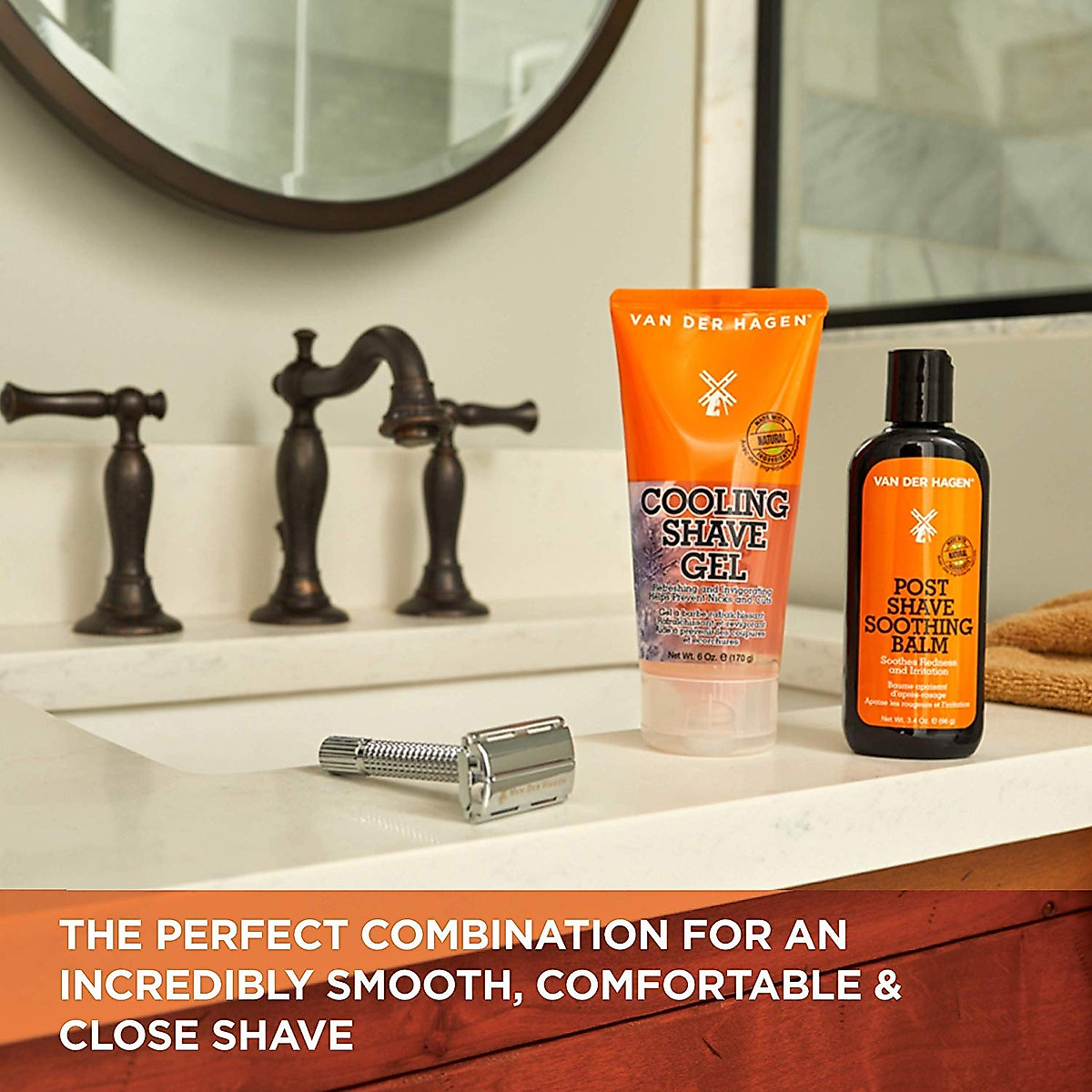 Van Der Hagen Cooling Shave Gel - Invigorating, Non-Foaming Shave Gel, Cools and Refreshes Skin, Helps Reduce Nicks, Razor Burn and Irritation, 6 oz