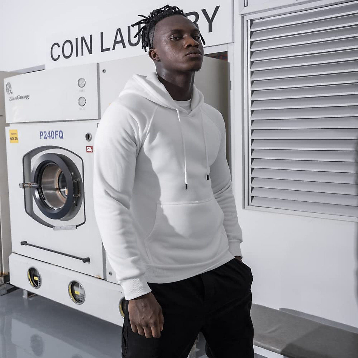 TOLOER Men's Hoodies Pullover Slim Fit Solid Color Sports Outwear Sweatshirts White XX-Large