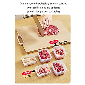 RabyLeo Japanese-style refrigerator storage box one person eats frozen meat sub-compartment box frozen fresh-keeping food sauce sealed sub-package box. (Transparent & Small 4-Piece Set)