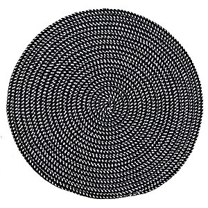 Hand Woven Round Area Rugs Living Room Bedroom Study Computer Chair Cushion Base Mat Round Carpet Lifts Basket Swivel Chair Pad Coffee Table Rug(2' Round, Black/White)