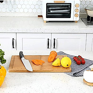 MMOOCO Chopping Board, Cutting Board-Bamboo Chopping Board for Kitchen-with Juice Groove and Handle ，for Chopping Meat, Butcher Block, Veggies & Cheese,Two Sizes (Size : Medium)