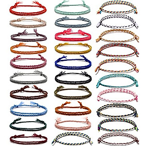 SAMOCO 30 Pcs Handmade Woven Wrap Friendship Braided Bracelet for Women Colorful Wrist Cord Adjustable Birthday Gifts-Party Favors