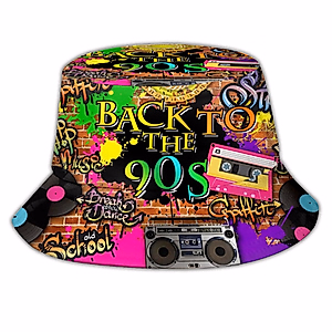 90s Outfit for Women Men, Fashion Retro 90s Bucket Hat Outdoor Packable Sun Cap Rave Accessories Fisherman Hats for Women Men