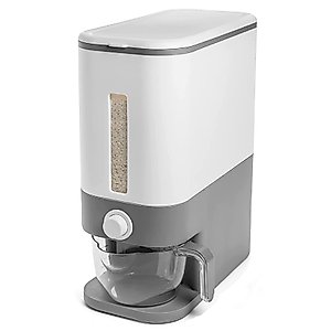 J-hong 25 Lbs Rice Dispenser, Large Grain Container Storage with Lid Measuring Cylinder Moisture Proof Household Cereal Dispenser Bucket for Kitchen wide range of grains