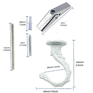 QLXHBOT Ceiling Hooks, Heavy Duty Swag Hook 65mm/2.6" with Screws Bolts and Toggle Wings for Hanging Plants Ceiling Installation Cavity Wall Fixing (3 Sets White)
