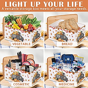 pinata Thanksgiving Decorations Bread Box, Thanksgiving Decor for Home Indoor, Buffalo Plaid Metal Bread Box Storage Container with Bamboo Cutting Board Lid, Fall Bread Container for Kitchen Counter