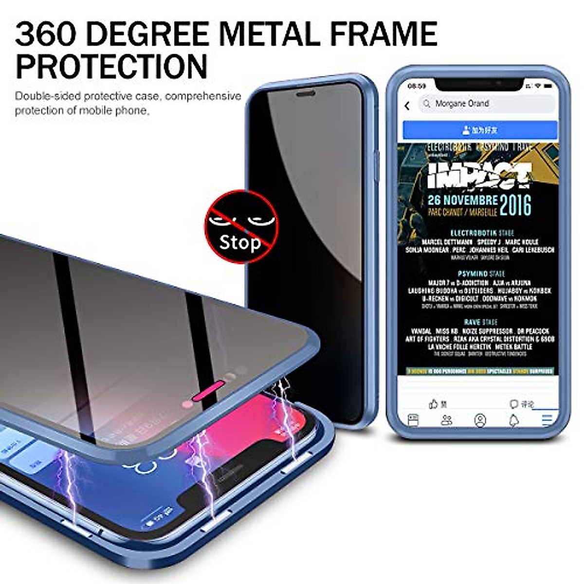 ESTPEAK Compatible with iPhone 12 Mini Magnetic Case,Anti Peep Magnetic Double-Sided Privacy Screen Protector Clear Back Metal Bumper Anti-Peep Phone Cases Cover Compatible with iPhone 12 Mini