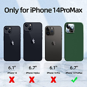 Dssairo [5 in 1 for iPhone 14 Pro Max Case 6.7, with 2 Pack Screen Protector + 2 Pack Camera Lens Protector, Liquid Silicone Slim Shockproof Protective Phone Case [Microfiber Lining] (Alpine Green)