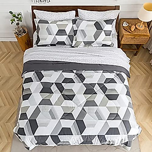 Twin Bed in a Bag Pattern Neutral Comforter Set with Sheets 5-Pieces for Girls and Boys - Soft Bedding Sets with Down Alternative Comforter, Pillowsham, Flat Sheet, Fitted Sheet, Pillowcase All Season