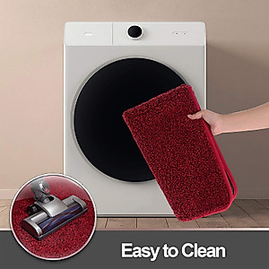 ITSOFT 2pc Non-Slip Kitchen Dirt Trapper Rug Runner Set, Absorbent Shoe Scraper, Machine Washable (59" x 17.5" + 29.5" x 17.5") (Red & Black)