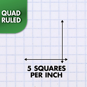 Mead Spiral Notebook, 1-Subject, Graph Ruled Paper, 10-1/2" x 8", 100 Sheets, Green (05676AC5)