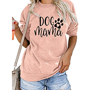 ALLTB Dog Mom Sweatshirt Women Dog Mama Shirt Pullover Cute Dog Sweater Long Sleeve Letter Print Tshirt Tops (Pink, Medium)