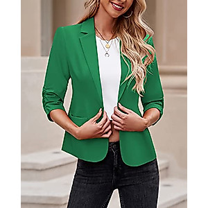 LookbookStore Jackets for Women Fashion Dressy 3/4 Sleeve Blazer for Women Blazers for Women Business Casual Summer Jackets for Women Lightweight Fashion Green Size Large Fits Size 12 / Size 14