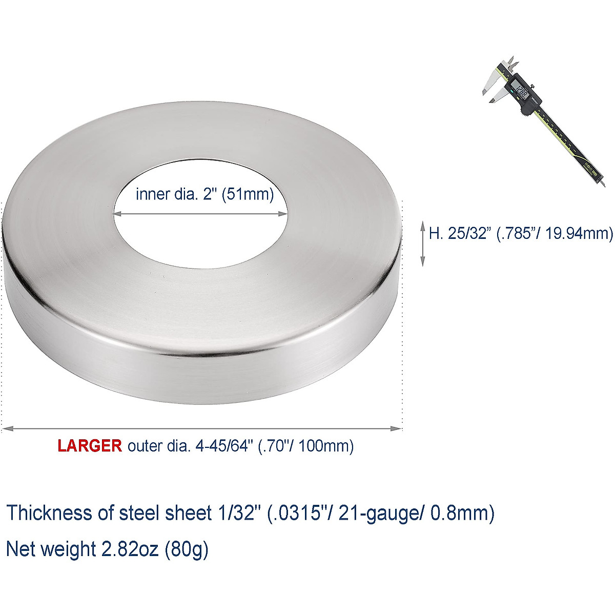 EESC2Y 4-PCs Oversized (2" I.D. 4.7" O.D.) Pool Ladder Escutcheon Plates Covers, Pool Ladder Rings for 1.9" Inground Pool& Spa Ladder Handrail Tubing- Made of Thickened 304 Stainless Steel - Large