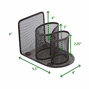 Mind Reader DCUPORG2-BLK 2 Pc Mesh Cup, Pen, Pencil, Paperclip, Office Supplies Storage Organizer, Black