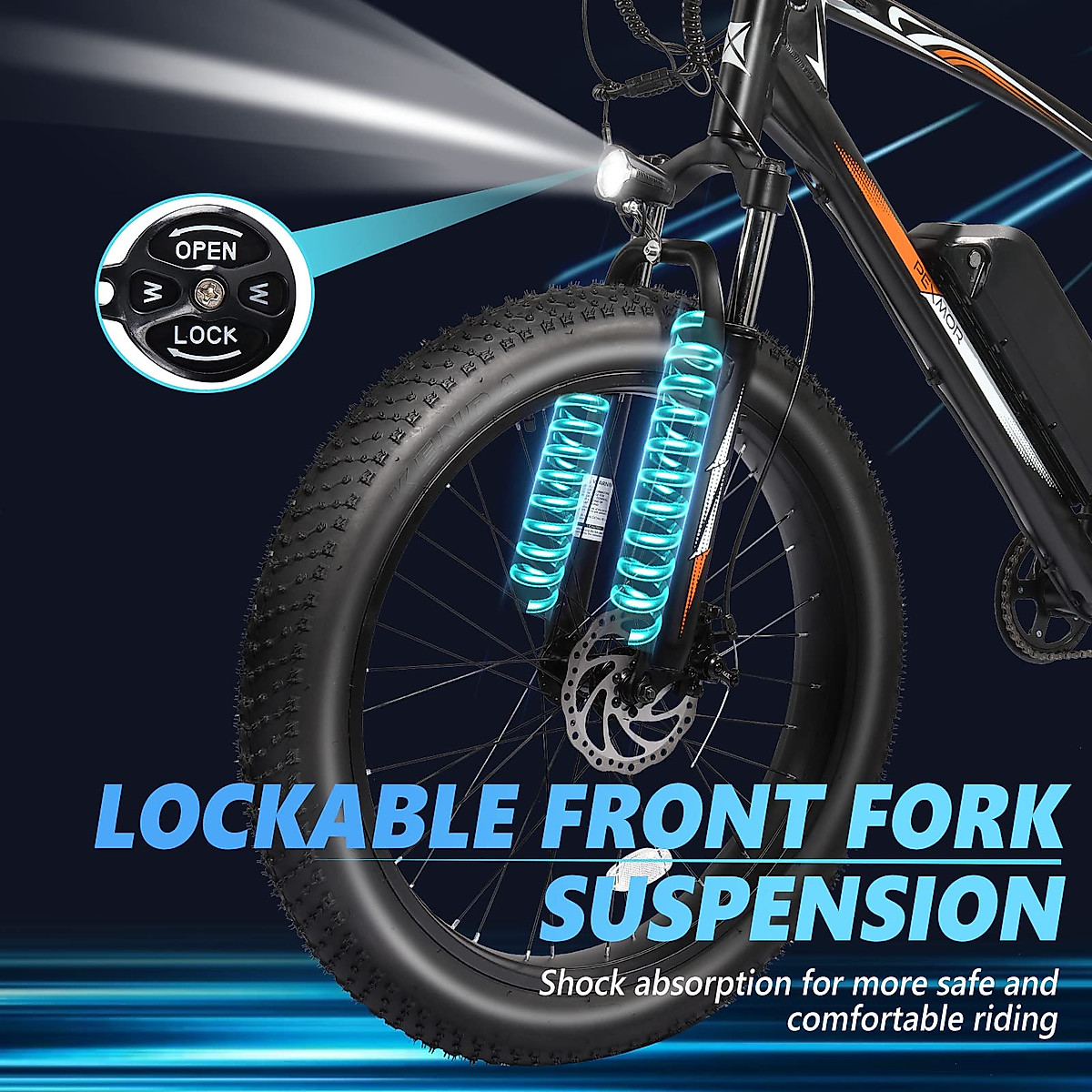 PEXMOR Electric Bike for Adults, 500W 48V 13AH Removable Battery Ebike, 50Miles 20MPH 26" Fat Tire Adult Electric Bicycle, Electric Mountain Bike Snow Beach Commuter E-Bike,7 Speed,UL Certified