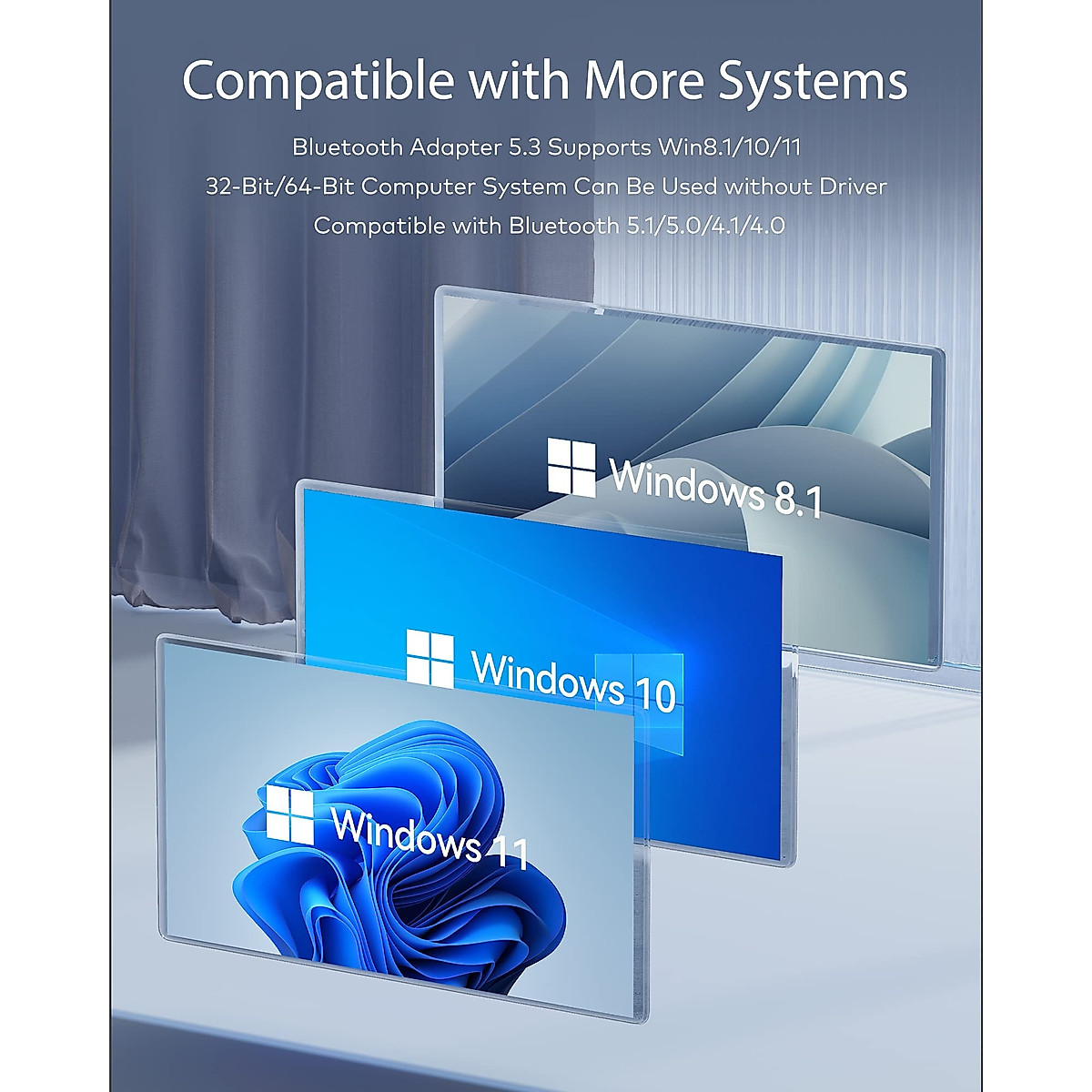 USB Bluetooth 5.3 Adapter for PC, Windows 11/10/8.1 Driver-Free Plug & Play llano USB Dongle [2023 Upgraded Intelligent 5.3 Chip] for Headphones, Mouse, Keyboard, Speaker, Printer, Laptop, Desktop