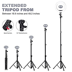 PHOPIK Selfie Ring Light with Tripod Stand:Cell Phone Ring Light Stand for Video Conference Lighting/Zoom Lighting/Makeup/Live Stream-Mini Phone Camera Ringlight for YouTube Video/Photography