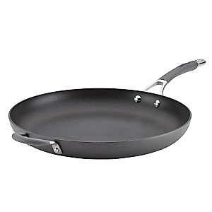 Circulon Radiance Deep Hard Anodized Nonstick Frying Pan - 12 Inch, Gray & 83906 Radiance Hard Anodized Nonstick Frying Pan with Helper Handle - 14 Inch, Gray