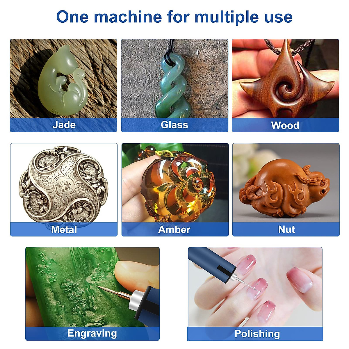 Engraving Pen with LED Light,USB Rechargeable Engraver Pen with 35bits,Mini Electric Engraving Machines Etching Pen Cordless Handheld Etcher Engraver Tool for DIY Jewelry Metal Wood Stone Glass (Blue)