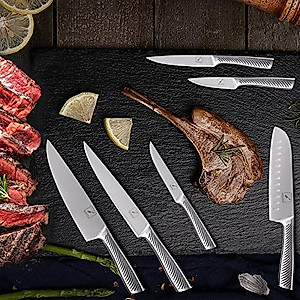 imarku Knife Set,14-Piece Knife Sets for kitchen with block,Premium One-Piece Kitchen Knife Set with Sharpener,High Carbon Stainless Steel Knives Set for Kitchen,Silver,Dishwasher Safe