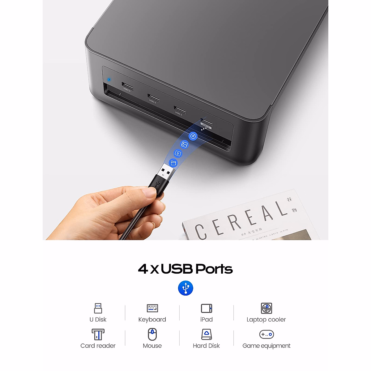 ENUSUNG Detachable Monitor Stand with USB 3.0/2.0 Ports Steel Dual Monitor Riser for Desk, Metal Computer Stand for Office, Desktop, Laptop, PC, iMac up to 32 Inches (Black)