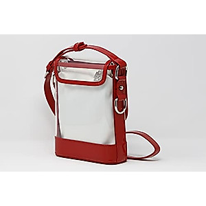 Clear Small Satchel Red Holographic Leather Trim with Removable Interchangeable Liner