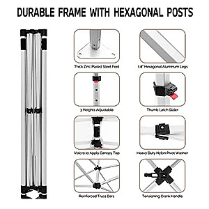 ABLEM8CANOPY Custom Canopy Tent 10x10 with Logo, Personalized Pop Up Canopy Tent with Optional Walls for Business Events, Trade Shows, Farmers Market, Roller Bag Included(Mushroom)