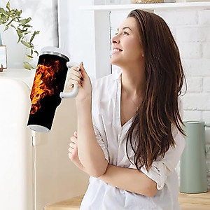 Caikeny Insulated Tumblers with Lid and Straw Basketball Sports 30 oz Reusable Stainless Steel Cup Water Fire Water Bottle Coffee Travel Tumbler Mug for Women Men