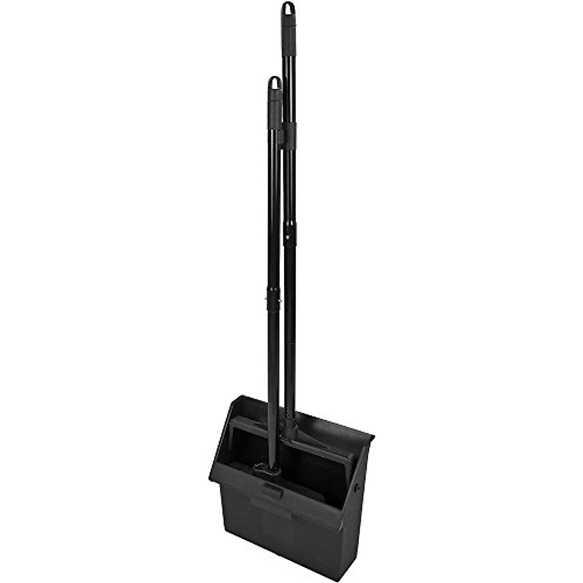Carlisle FoodService Products Duo-Pan Upright Dust Pan and Broom Broom Set with Clip for Floor Cleaning, Restaurants, Office, And Janitorial Use, Plastic, 36 Inches, Black