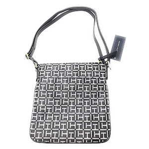Tommy Hilfiger Women's Monogram Jacquard Xbody 2 Crossbody Handbag Black/Gray