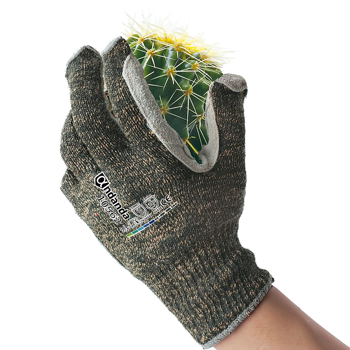 ANDANDA Level 5 Cut Resistant Gloves, Aramid Suture, Cow Split Leather Work Gloves Suitable for Men/Women Working in Gardening, Large/1 Pair